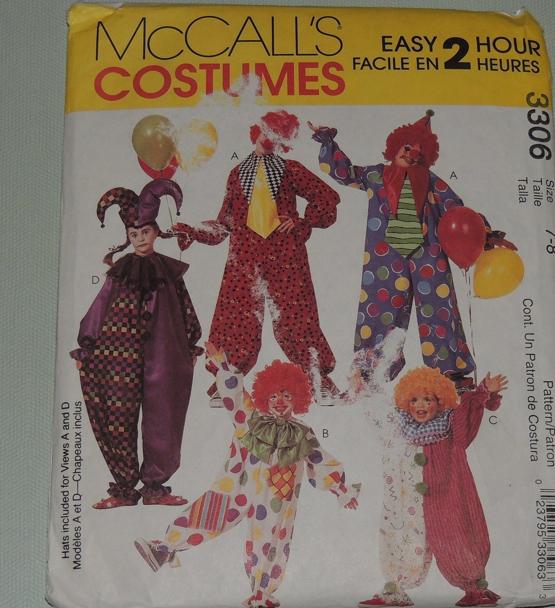 Uncut Mediu 34-36 CLOWN Halloween Costume Pattern, Mccalls 3306 - Etsy