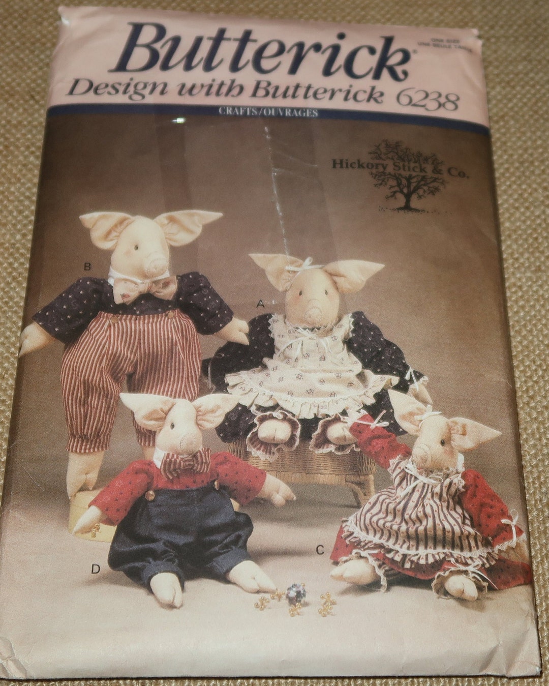 Uncut Butterick 6238 Country Pigs Pattern, 14 and 20 Inch With Clothing ...