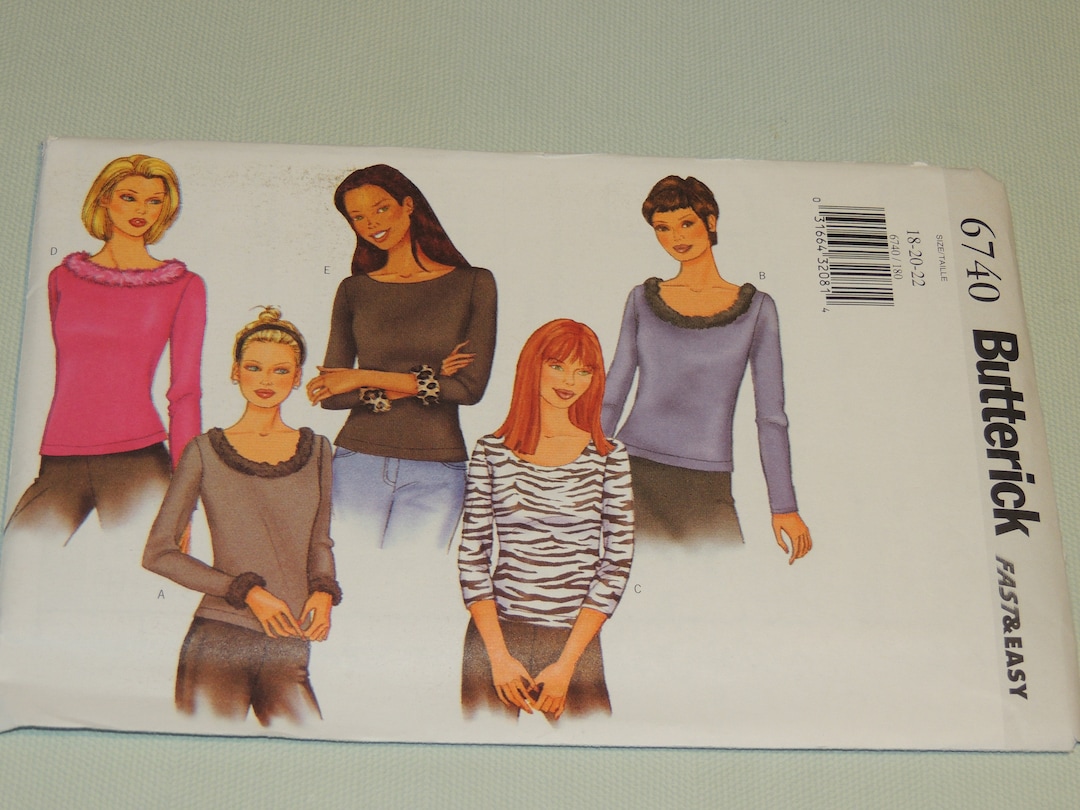 Uncut 18-20-22 Misses/petite Top Pattern, Butterick 6740 - Etsy