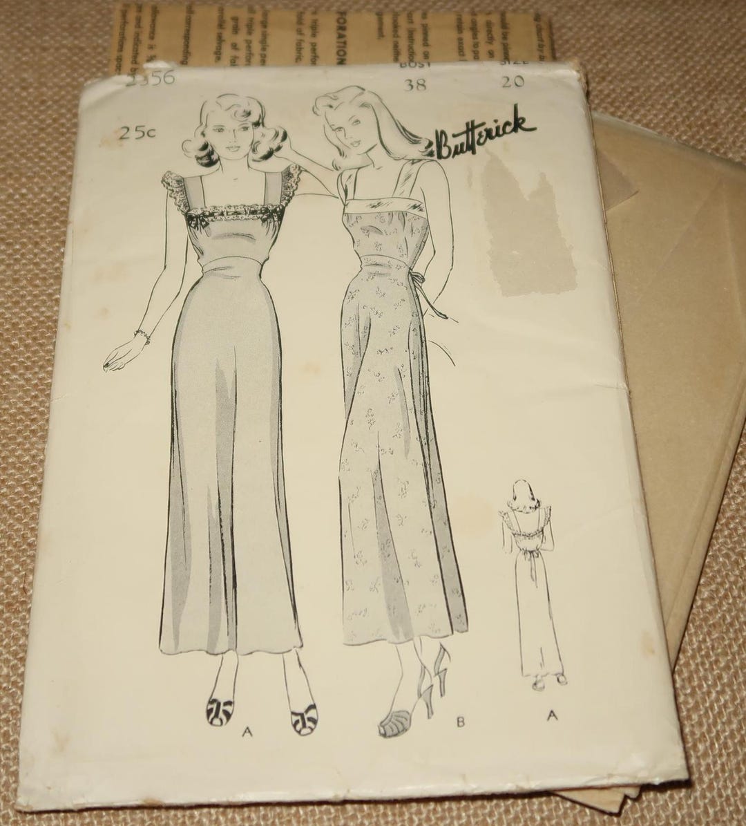1930s Size 20 Bust 38 Butterick 2356 Nightgown Pattern - Etsy