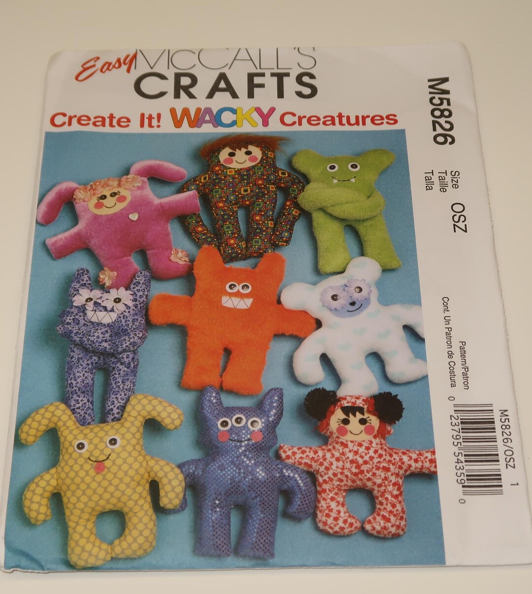 Uncut Easy Mccalls 5826 Wacky Creatures Pattern - Etsy
