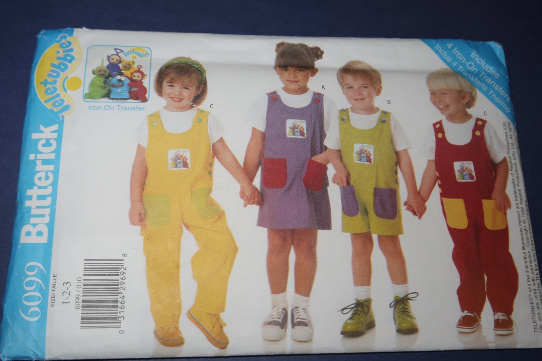 Uncut 1-2-3 Butterick 6099 TELETUBBIES Jumper, Romper, Jumpsuit Pattern ...