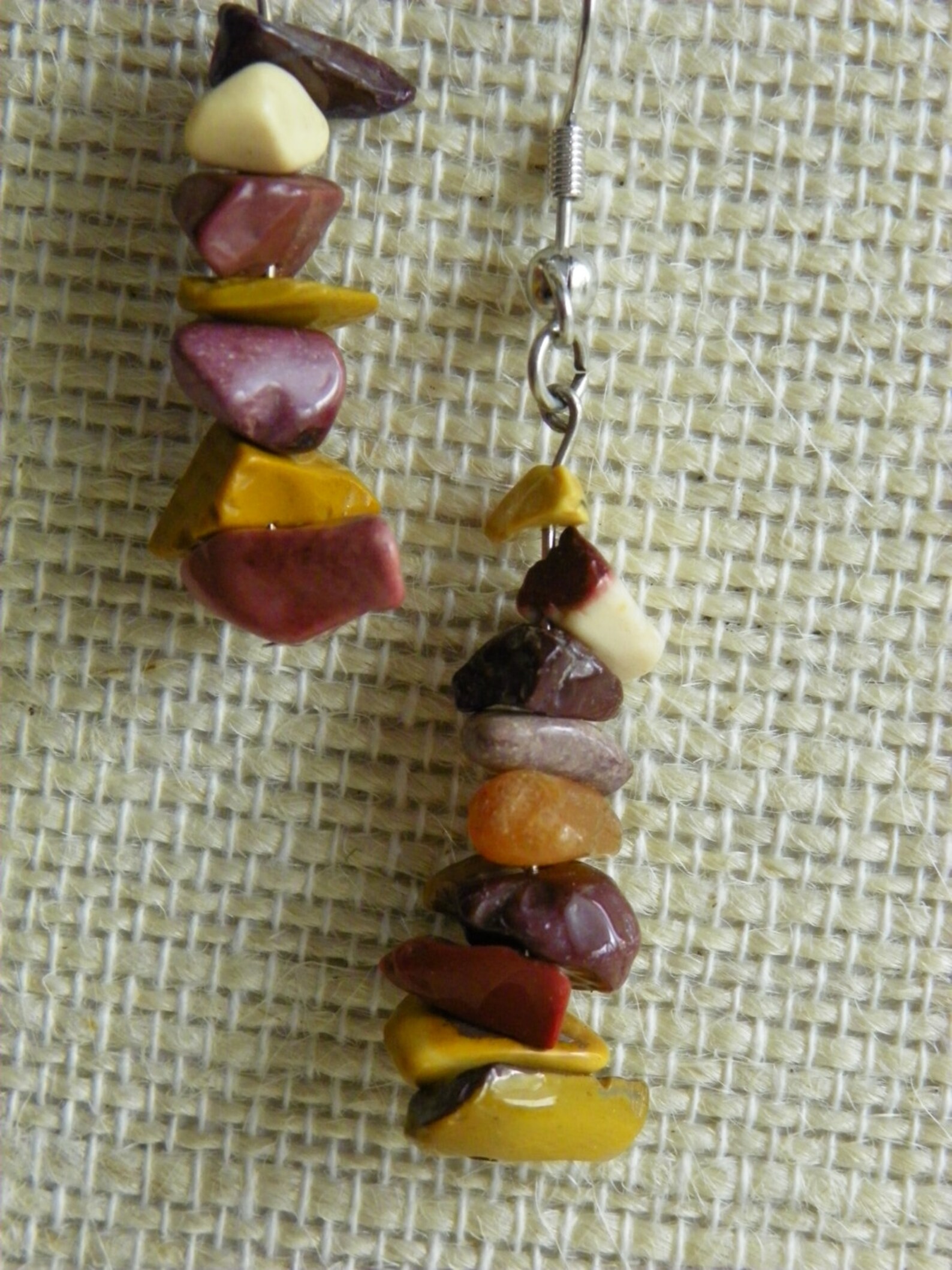 Gemstone Chips Colors Rust, Gold, Mauves on Silver-plated Earwires. - Etsy