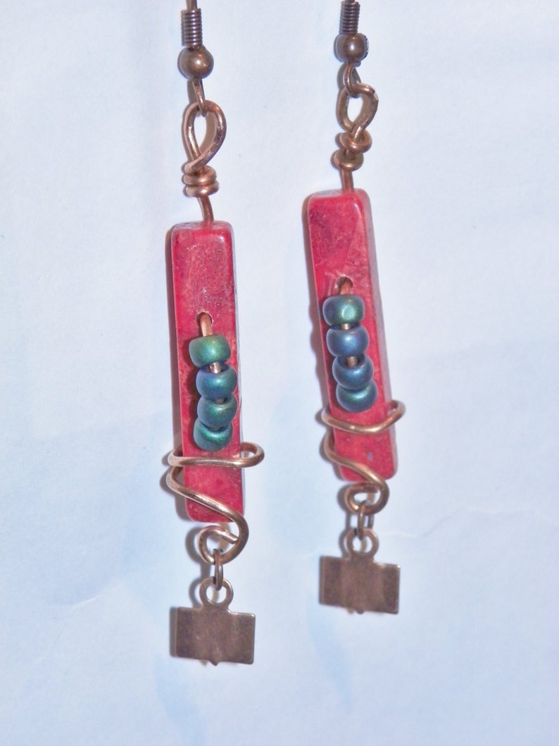 Rust Colored Jasper/teal Seed Beads/hand Twisted Copper - Etsy