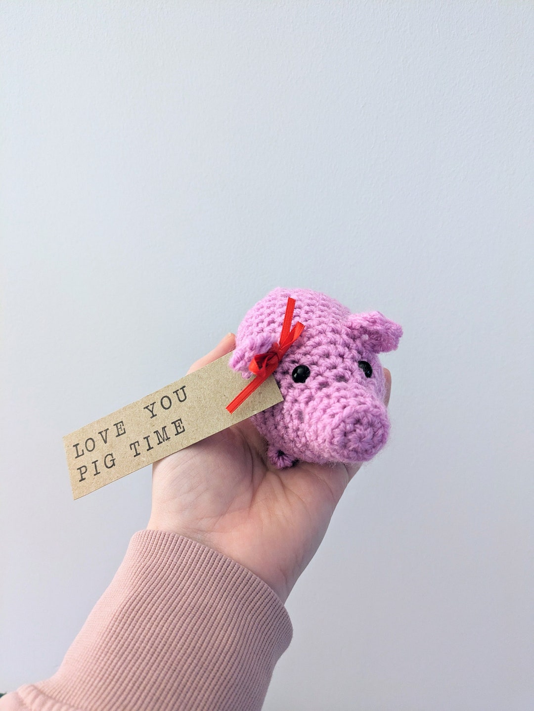 Pink Pig Home Decor, Crochet Pig, Valentine's Day Gift, Piglet, Piggy ...