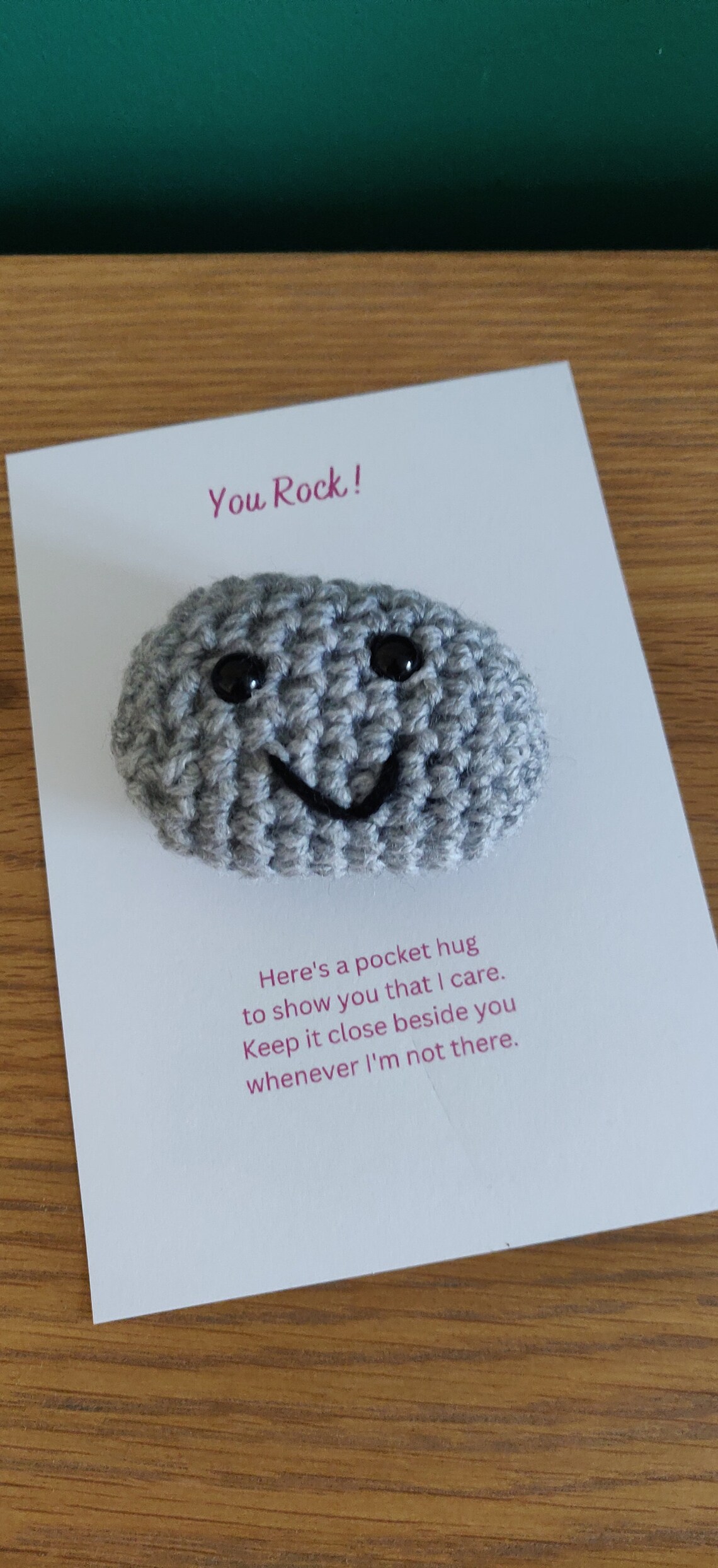 You Rock Pocket Hug, Rock Pet, Positive Gift, Crochet Rock Music Art ...