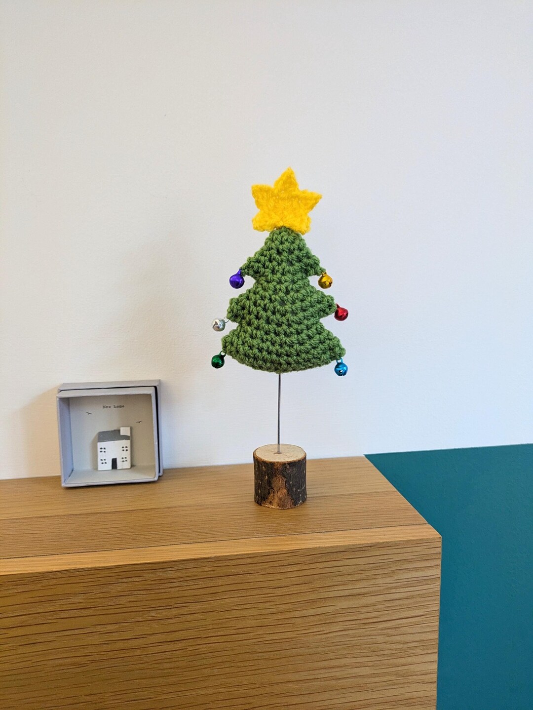 Crochet Mini Christmas Tree With Bells and Star, Table Decoration, Xmas ...
