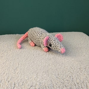Crochet Pet Rat, Desk Buddy, Rat Lover Gift, Pink Rat Tail, Animal ...