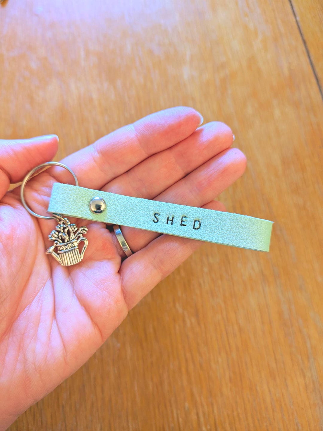 Faux Leather Keyrings With Charms, Personalized Custom Labels for Shed ...
