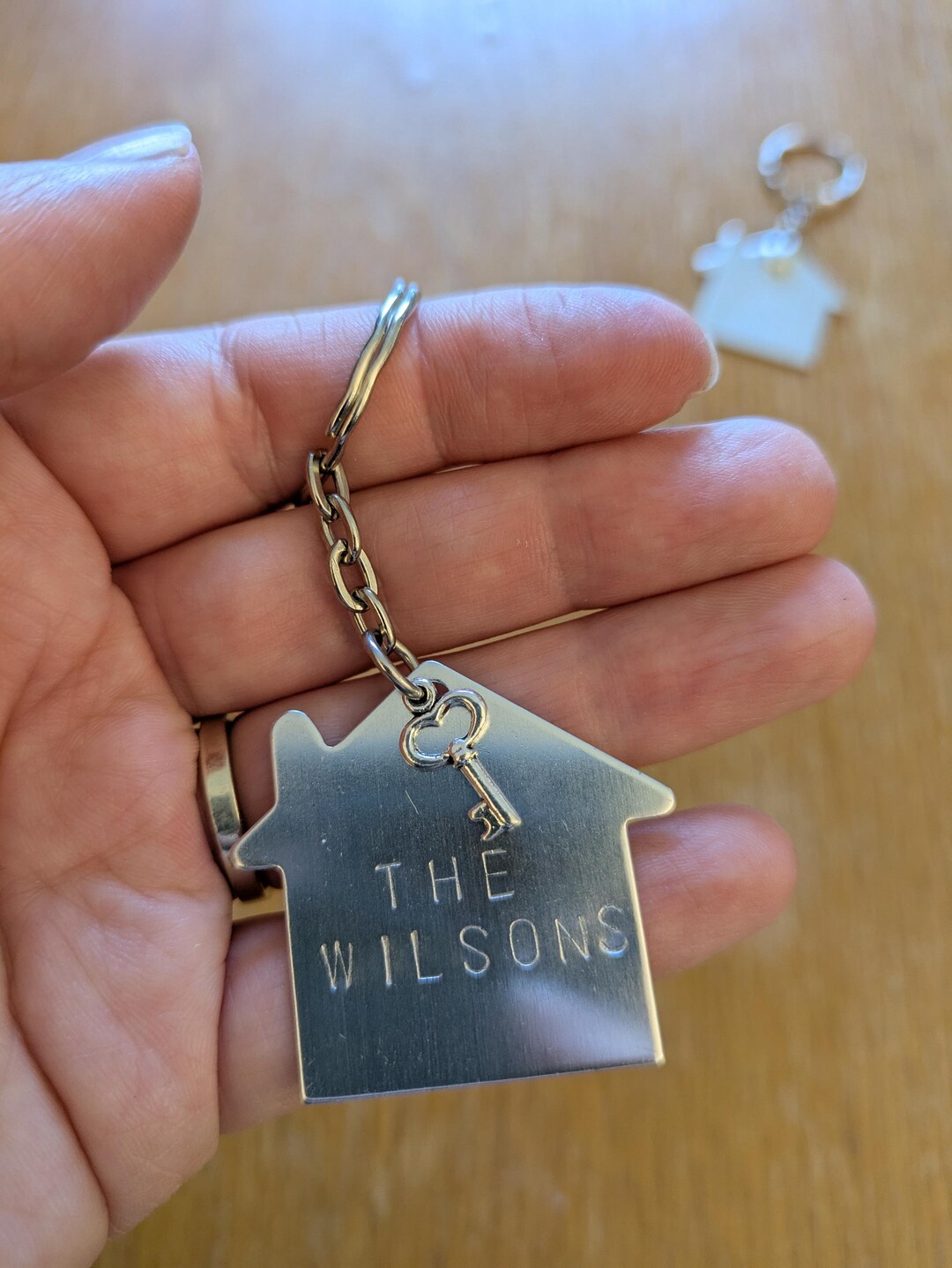 Personalized House Keychain, New Home Gift, Custom Family Name Keyring ...