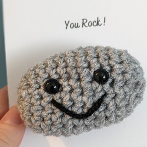 You Rock Pocket Hug, Rock Pet, Positive Gift, Crochet Rock Music Art ...