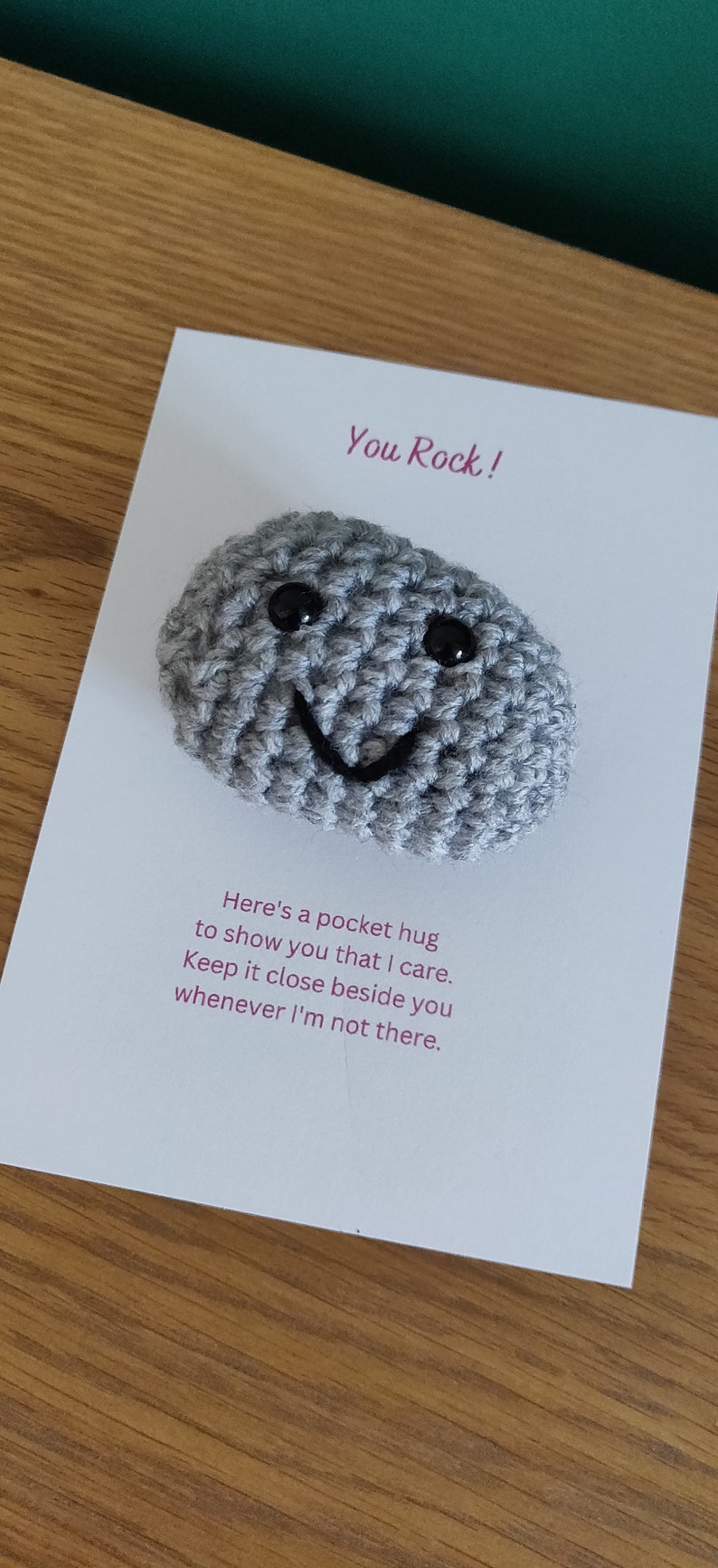 You Rock Pocket Hug, Rock Pet, Positive Gift, Crochet Rock Music Art ...