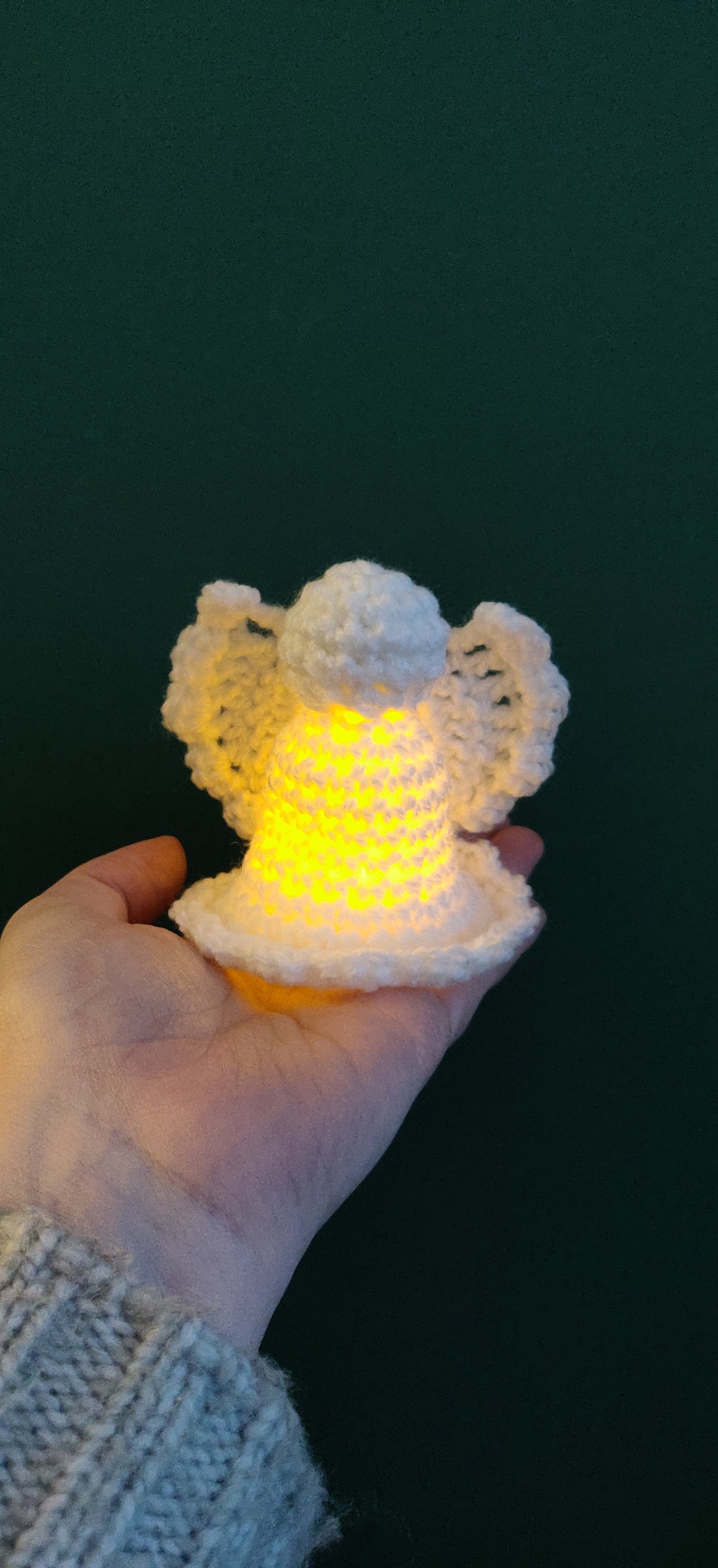 Mini Angel Light up Decoration, Crochet Angel Ornament, White Angel ...