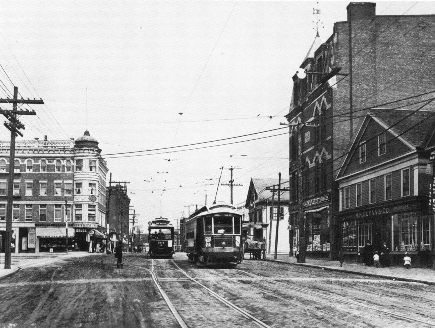 BOSTON, MA Washington Street in Brighton Center in 1912 - Vintage Photo ...
