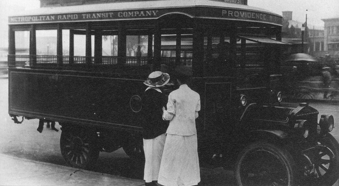 PROVIDENCE, RI Downtown Bus 1915 - Vintage Photo Print, Ready to Frame ...