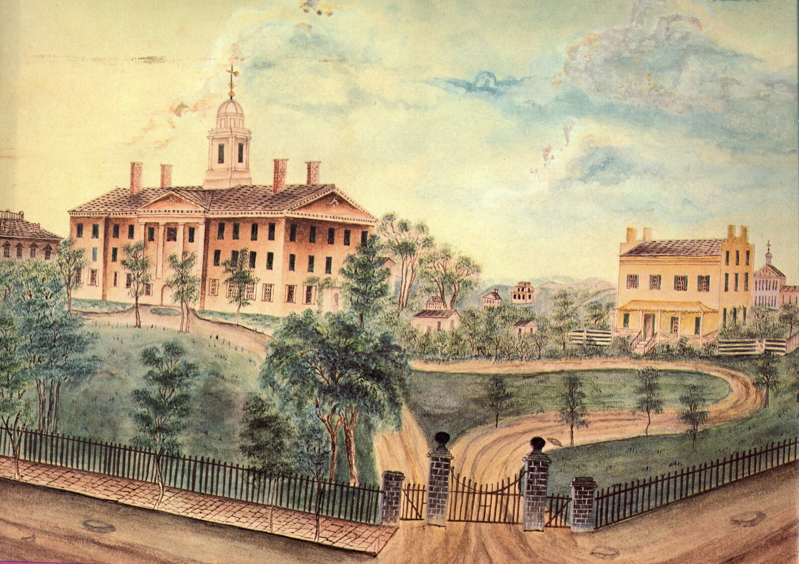 RUTGERS UNIVERSITY Campus Painting C. 1920 - Vintage Photo Art Print ...