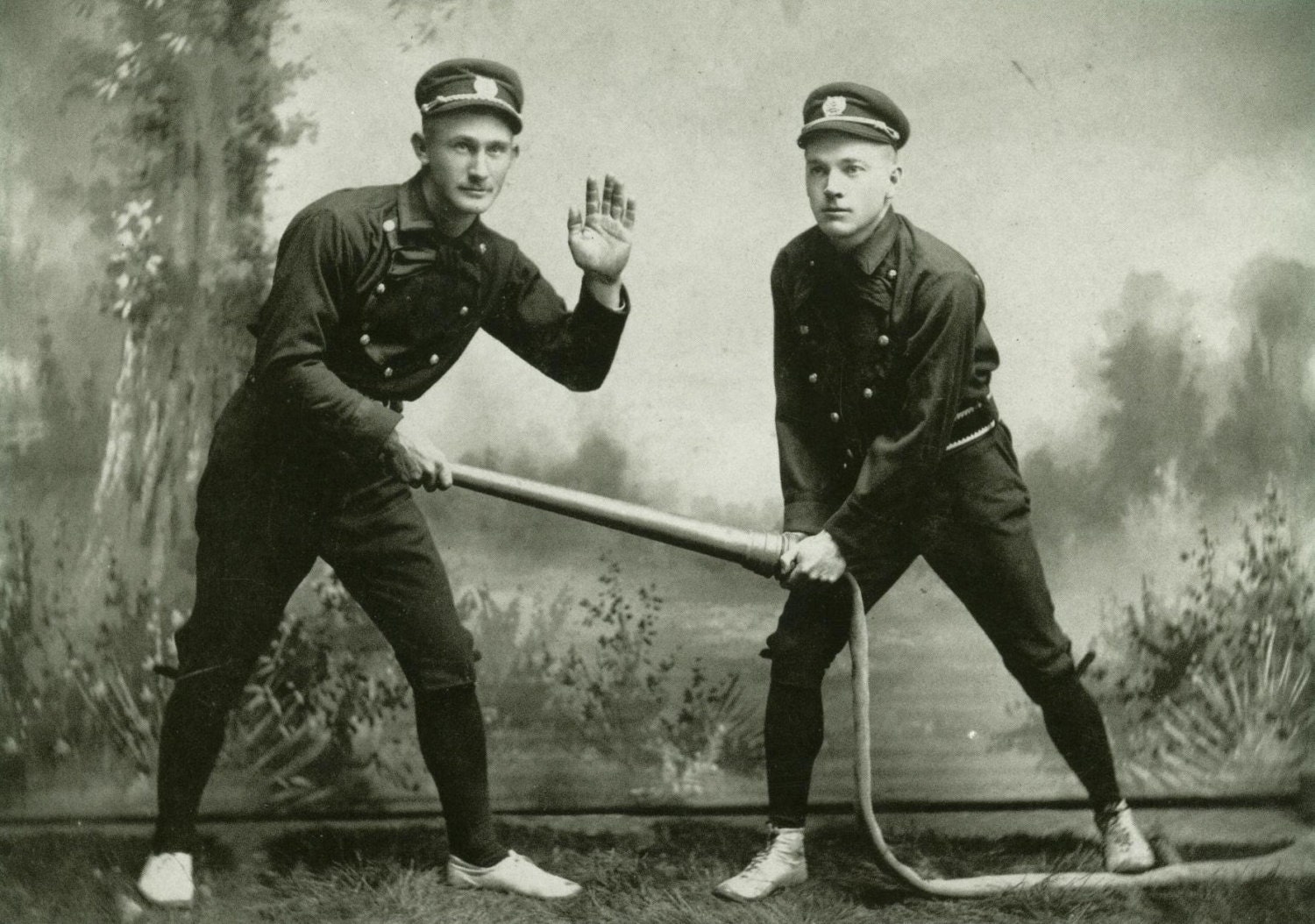 Firefighters in Late 1880s Sharing a Hose - Vintage Photo Print, Ready ...