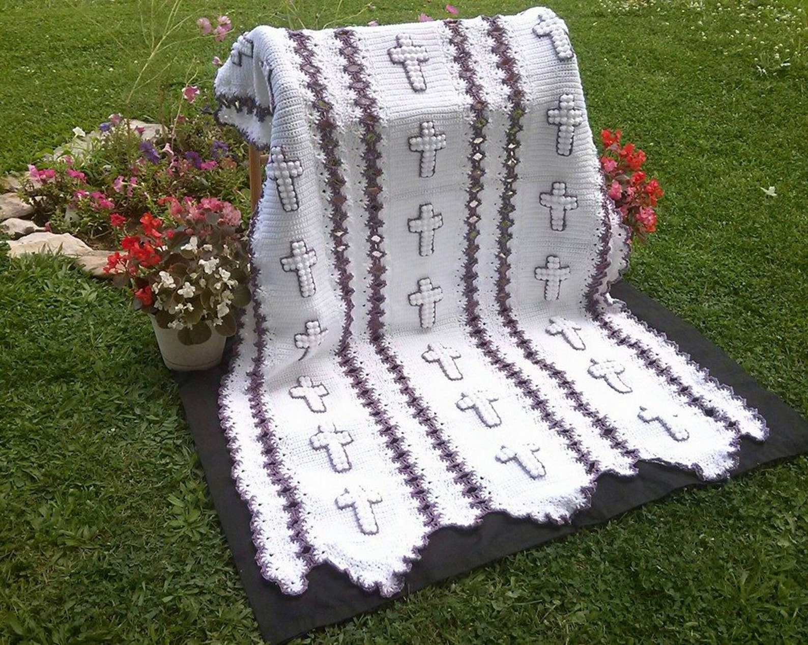 Purple Cross Afghan - Etsy