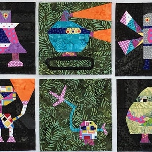 Set of 6 PDF Robot Quilt Block Patterns - Foundation Paper Piecing ...