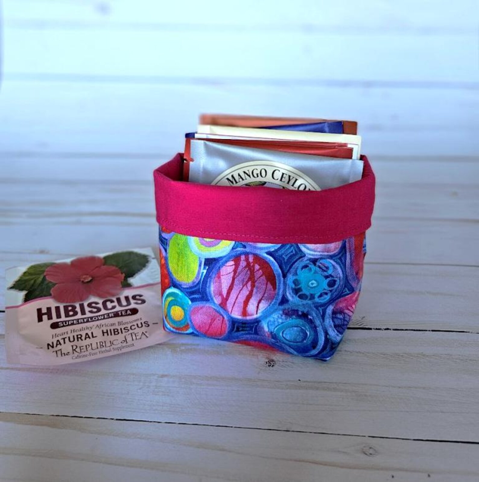 Mini Fabric Basket - Reversible Handmade Basket - Home Deco ...