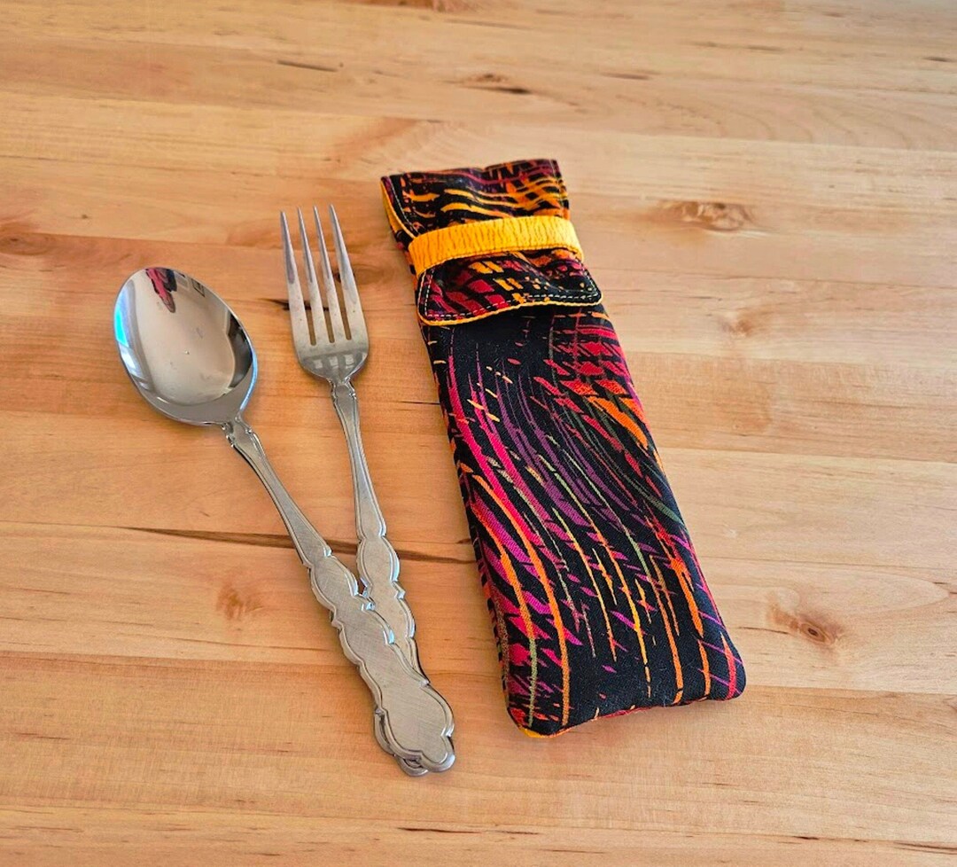 Utensil Pouch - Fun Cutlery Carrier - Handmade Silverware Case - Fabric ...