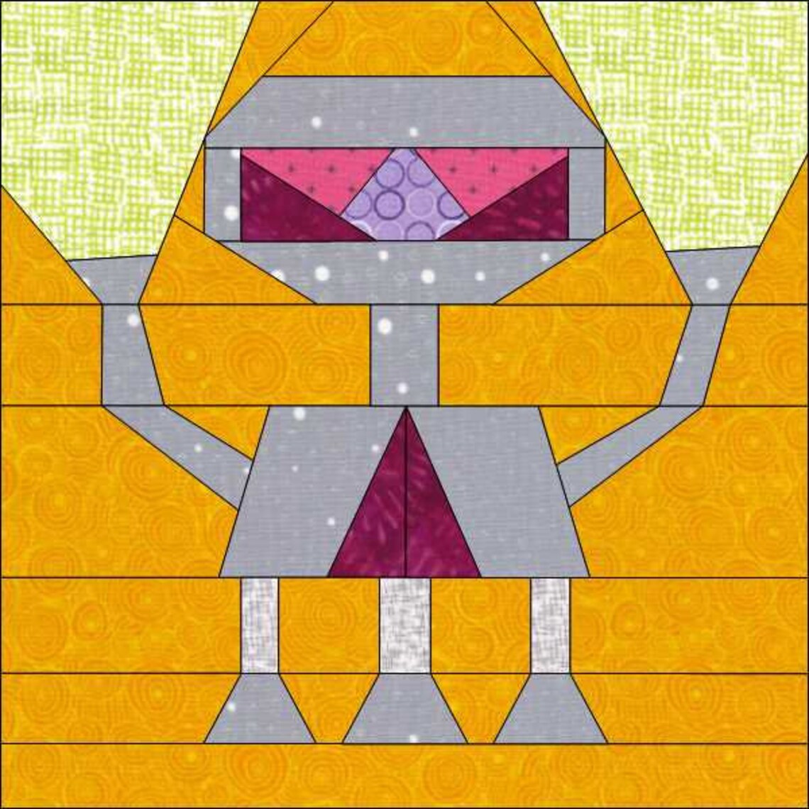 Set of 6 PDF Robot Quilt Block Patterns Foundation Paper | Etsy