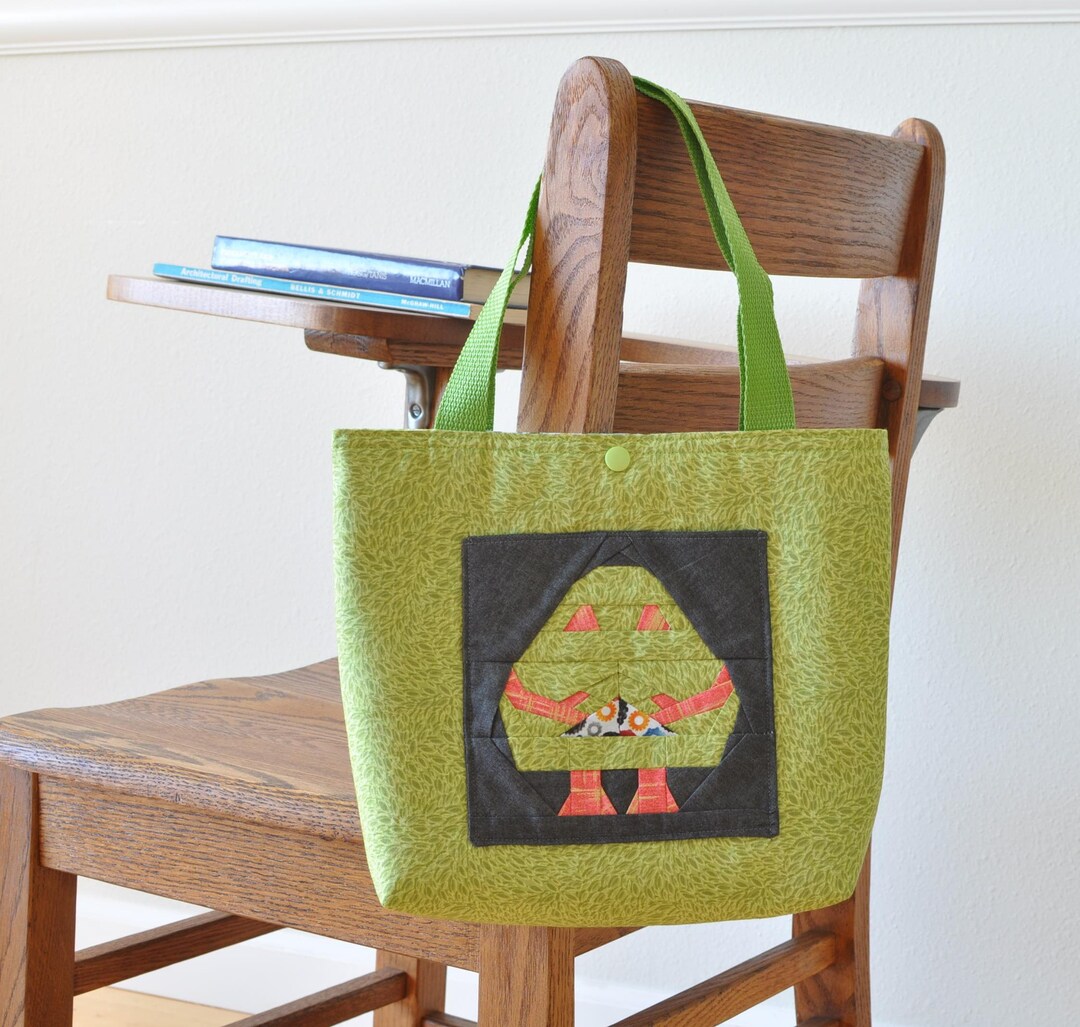 Small Robot Tote Bag With Wellington Front Pocket and Snap Closure ...