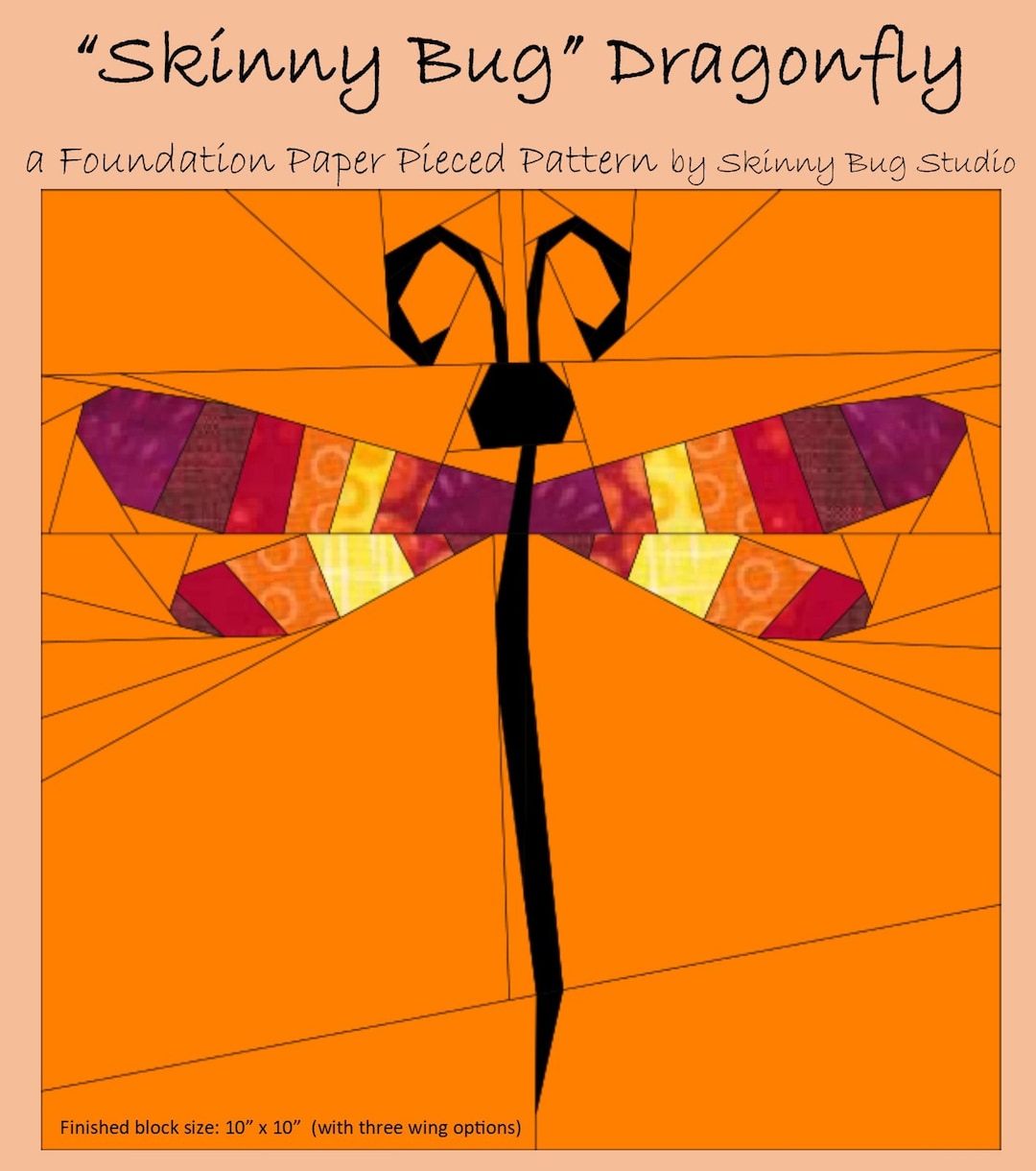 PDF Pattern - Dragonfly Quilt Block 10-inch - Foundation Paper Piecing ...