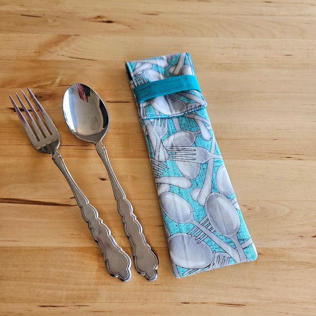 Utensil Pouch - Fun Cutlery Carrier - Handmade Silverware Case - Fabric ...