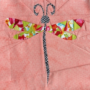 PDF Pattern - Dragonfly Quilt Block 10-inch - Foundation Paper Piecing ...