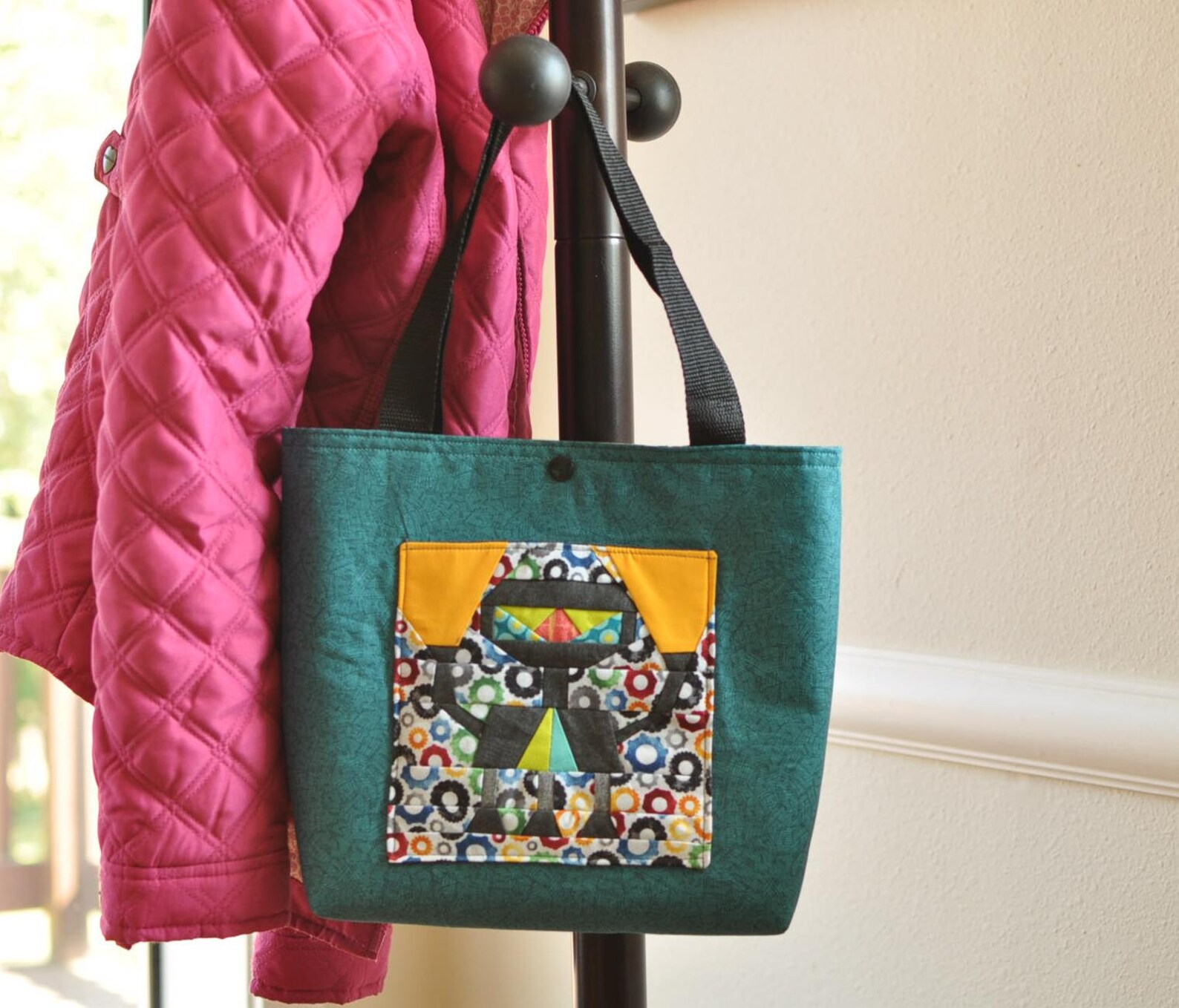 Small Robot Tote Bag With Monder Thog Front Pocket and Snap Closure ...