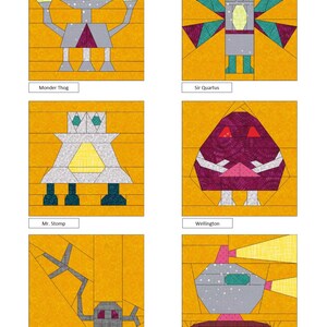 Set of 6 PDF Robot Quilt Block Patterns - Foundation Paper Piecing ...