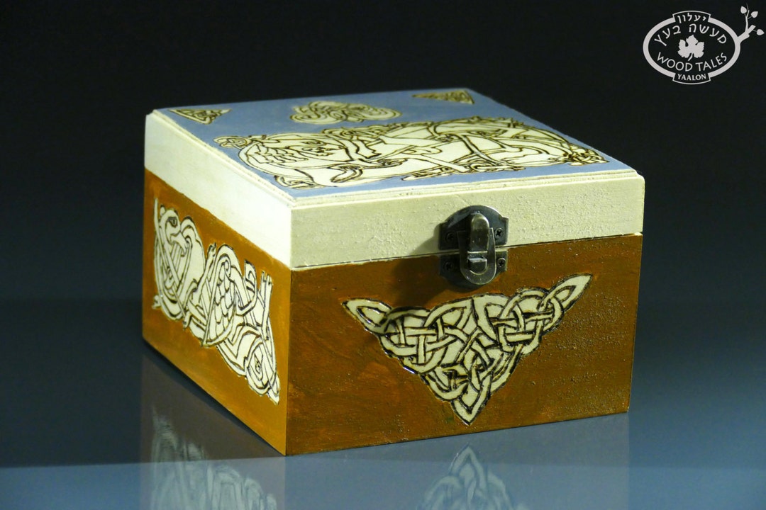 Celtic Memory Box, Hand Painted Celtic Knots Decorated Storage Box ...