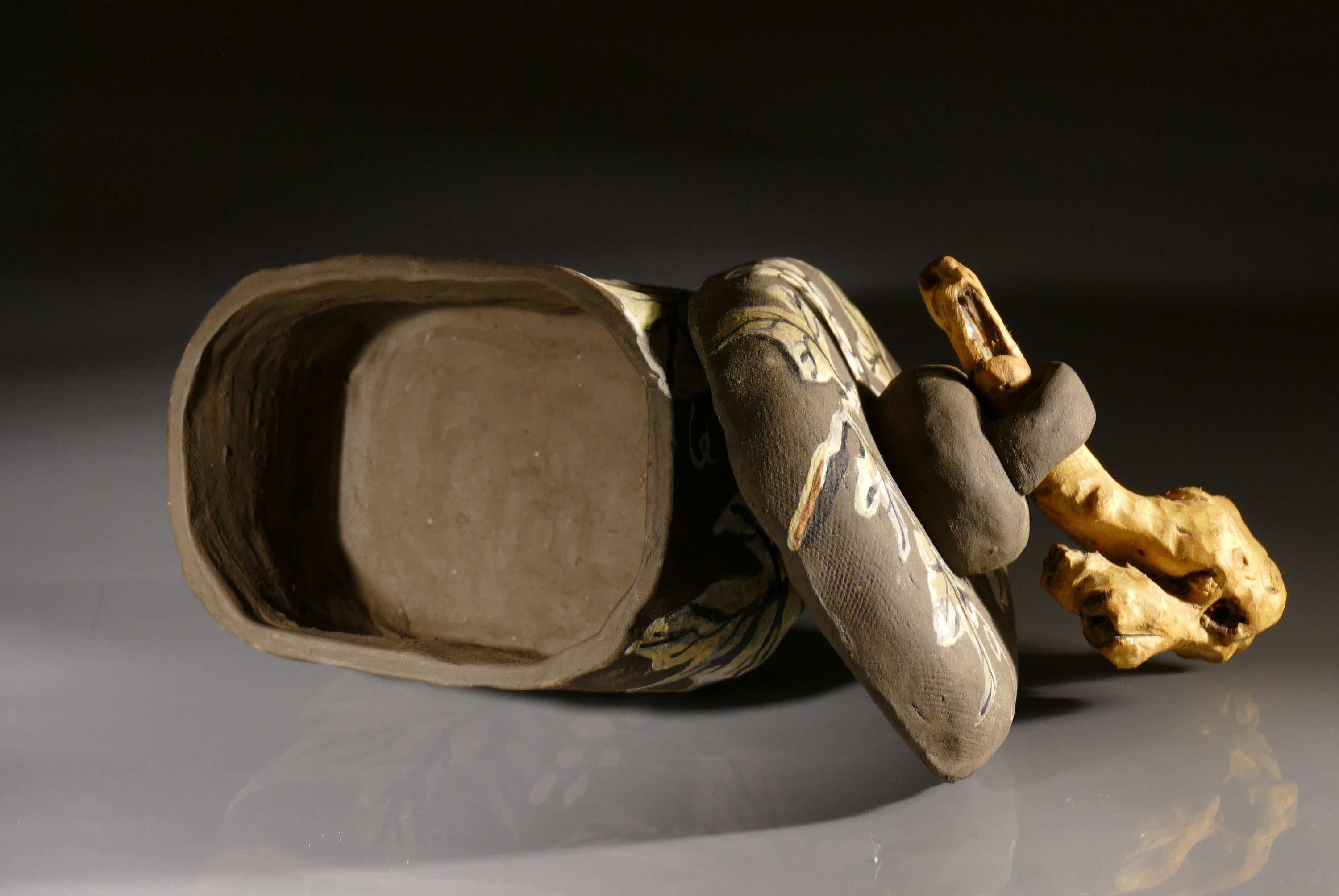 Nature Inspired Ceramic Box With Lid and Wood Handle - Etsy