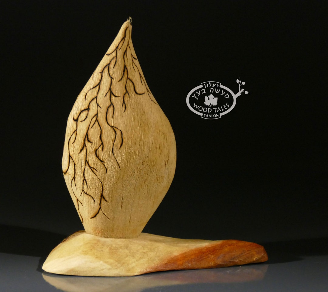 Hand Carved Wooden Rustic Sculpture, Raindrop / Teardrop Wooden ...