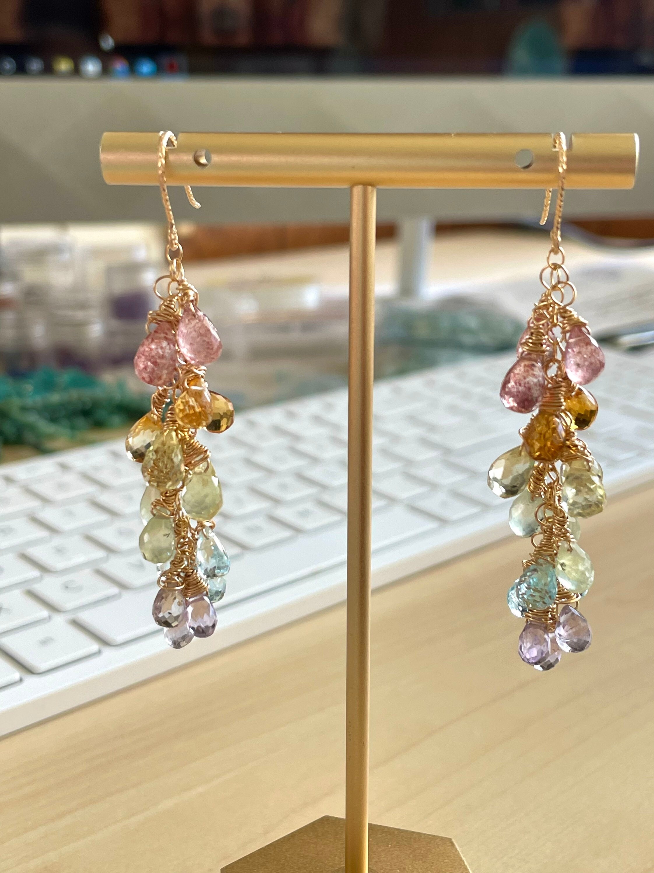 Pastel Rainbow Waterfall Cascade Earrings - Etsy UK
