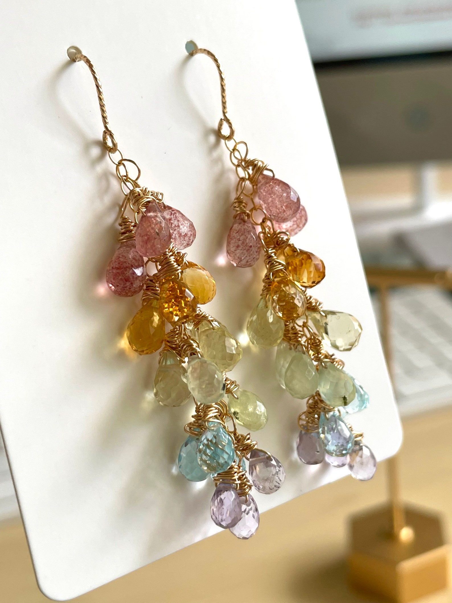 Pastel Rainbow Waterfall Cascade Earrings - Etsy
