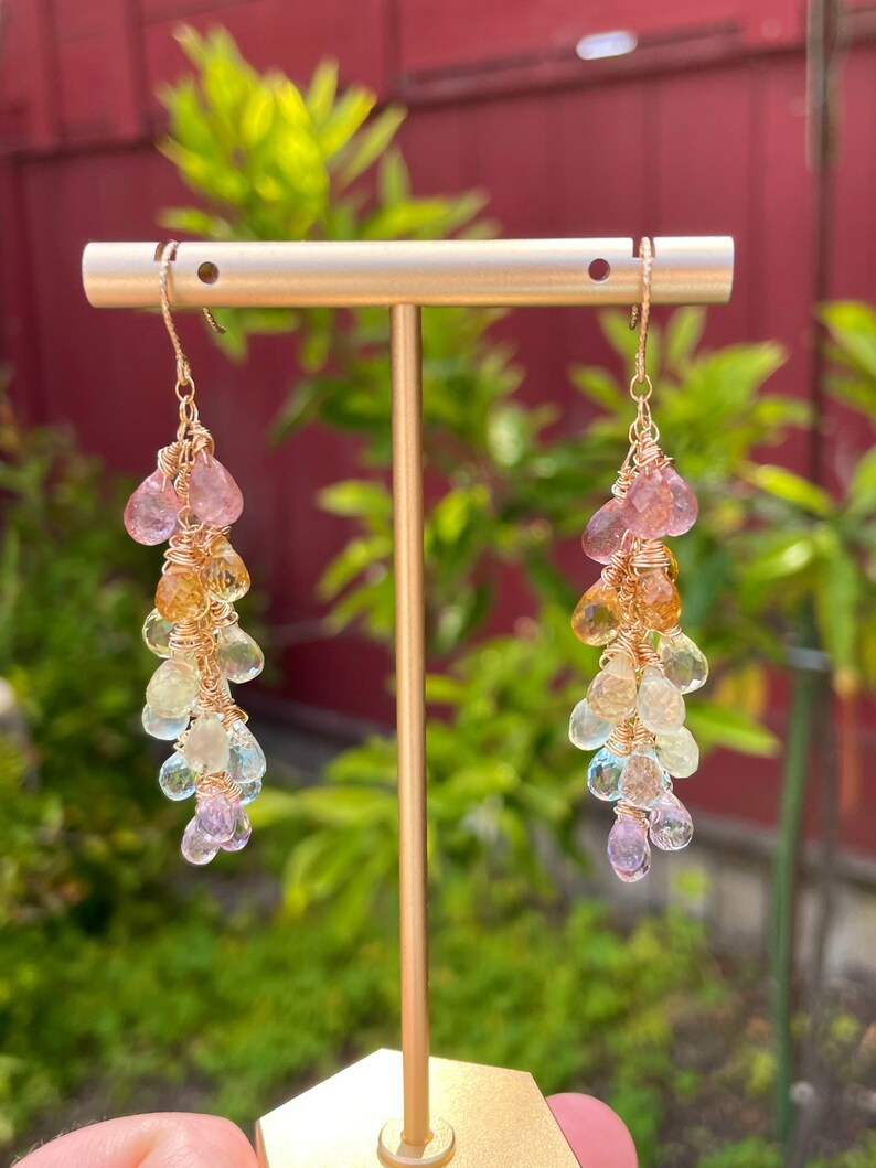 Pastel Rainbow Waterfall Cascade Earrings - Etsy