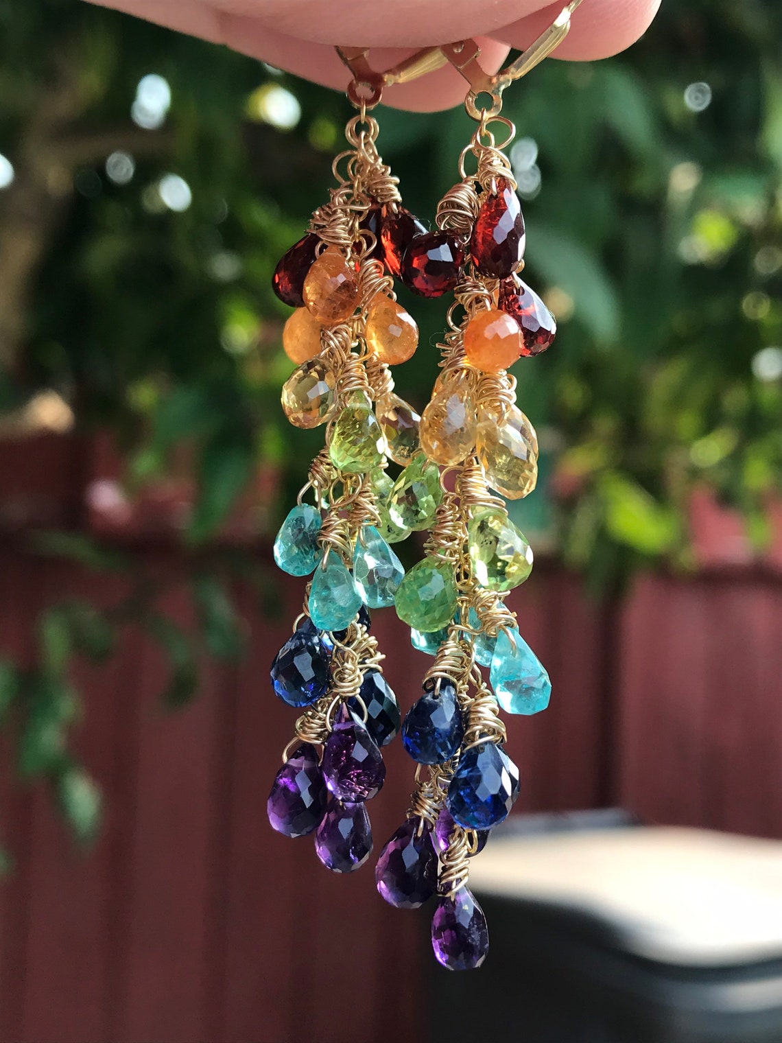 Bright Rainbow Waterfall Earrings - Etsy