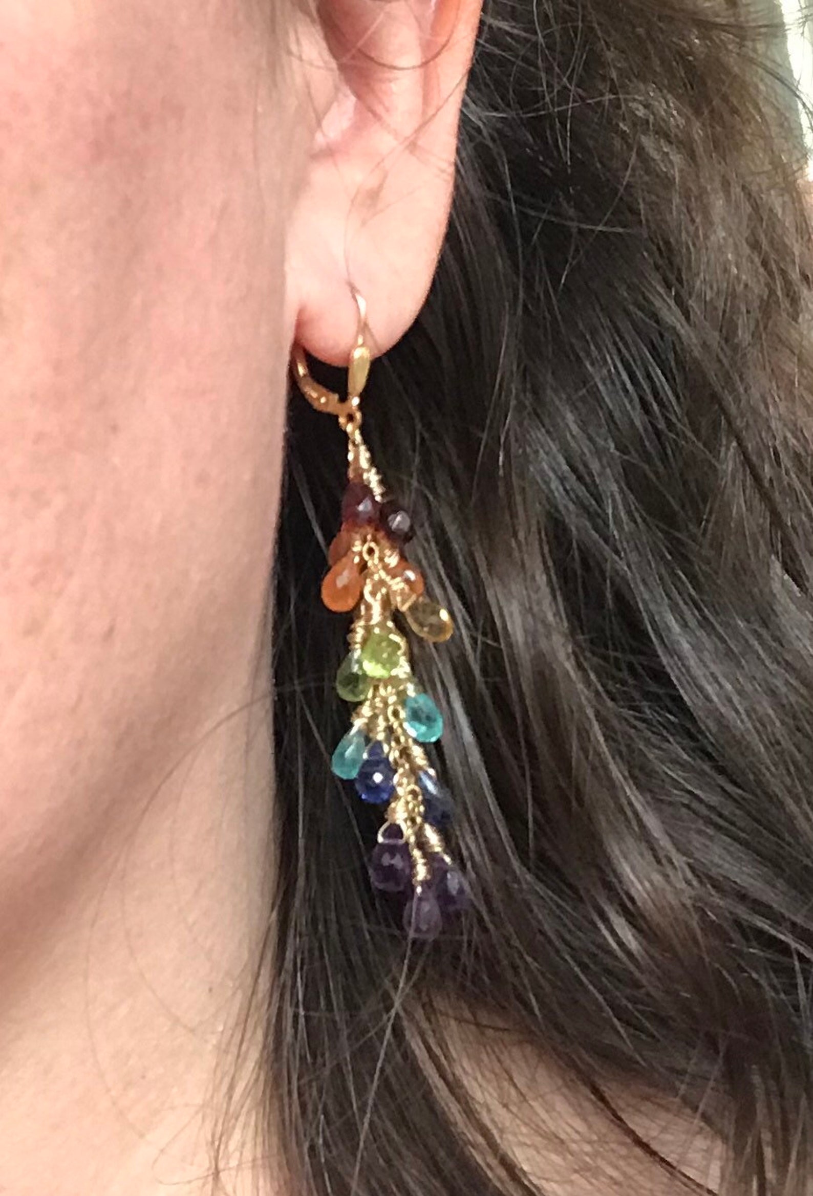 Bright Rainbow Waterfall Earrings - Etsy