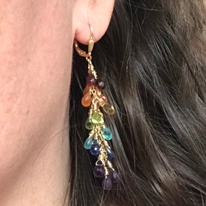 Bright Rainbow Waterfall Earrings - Etsy