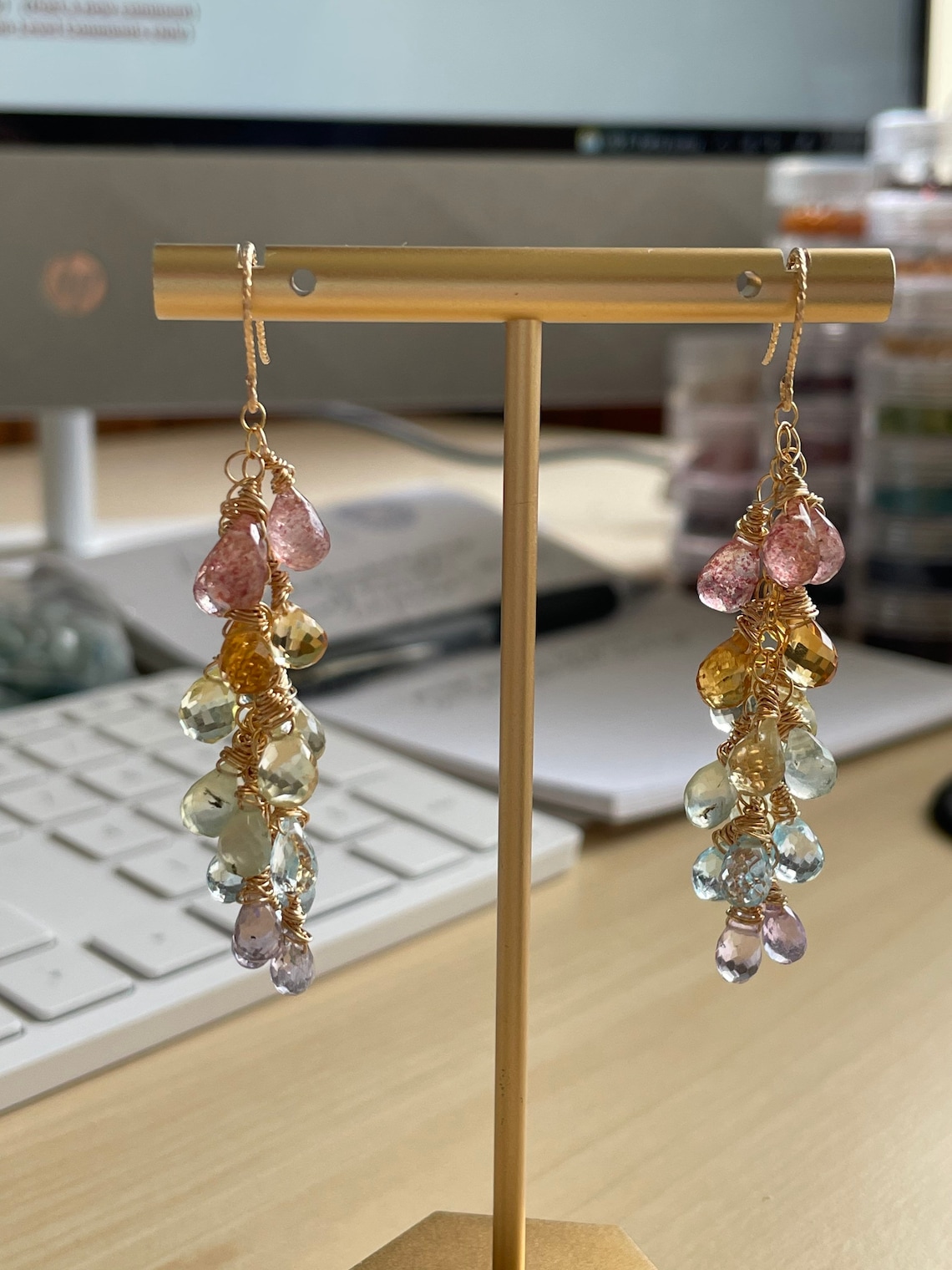 Pastel Rainbow Waterfall Cascade Earrings - Etsy