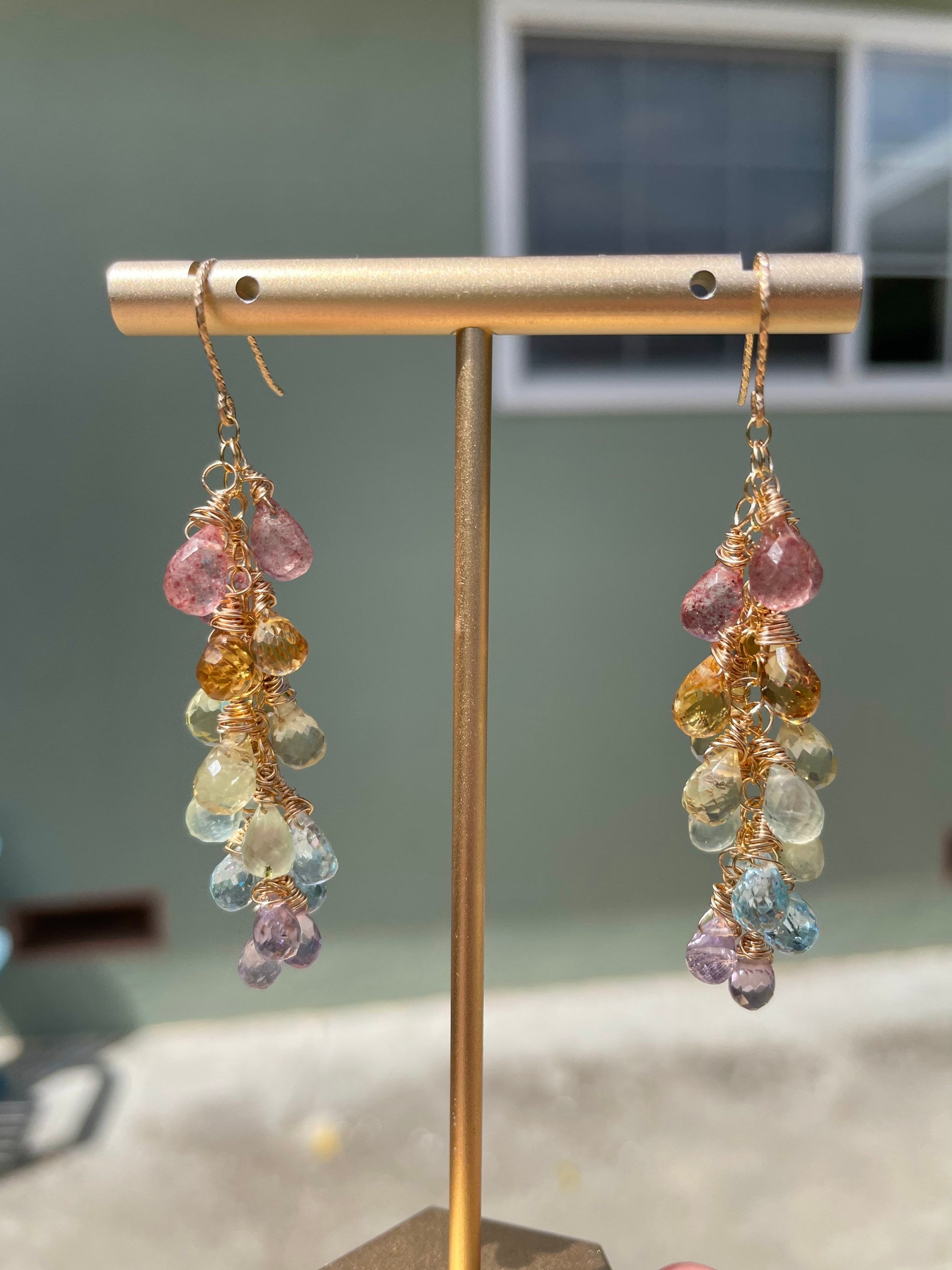 Pastel Rainbow Waterfall Cascade Earrings - Etsy