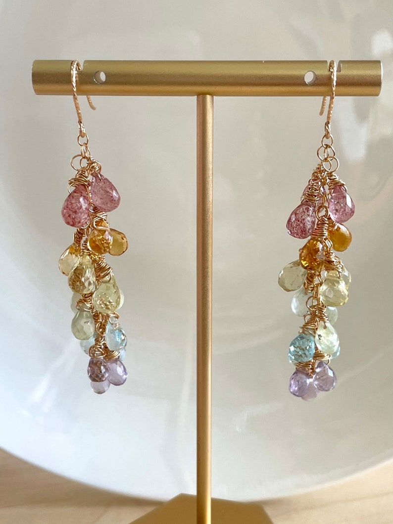 Pastel Rainbow Waterfall Cascade Earrings - Etsy