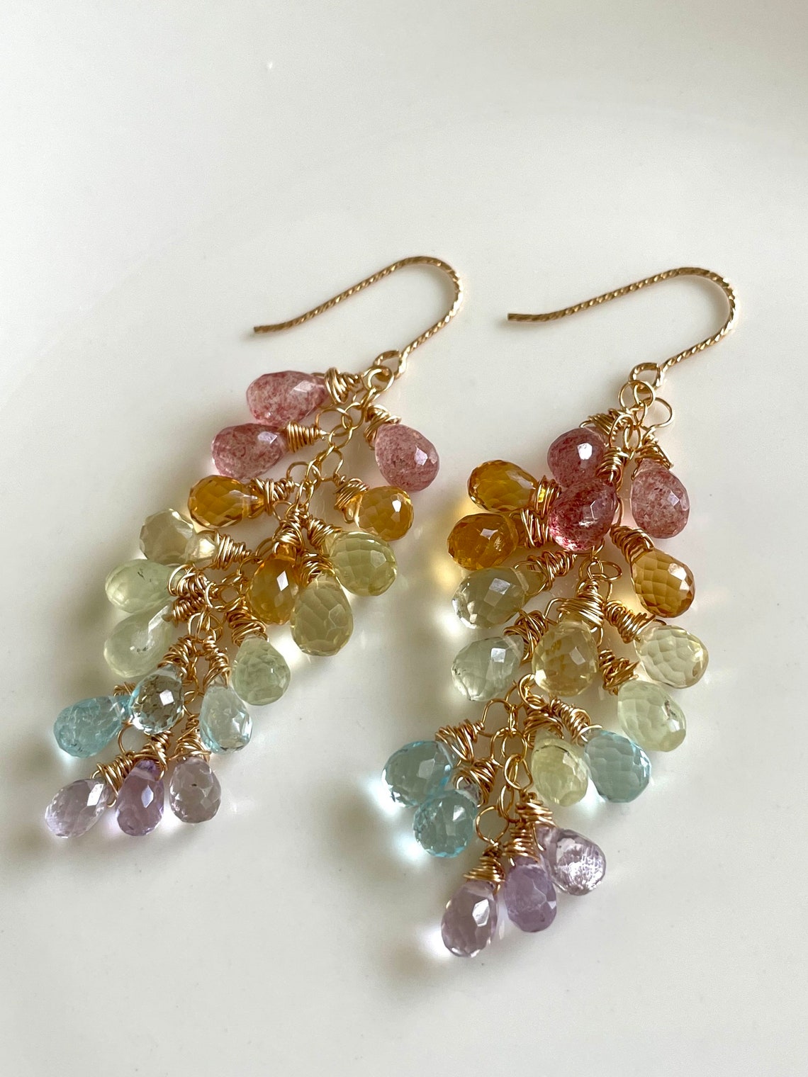 Pastel Rainbow Waterfall Cascade Earrings - Etsy
