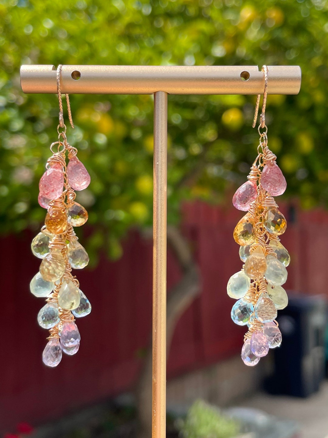 Pastel Rainbow Waterfall Cascade Earrings - Etsy