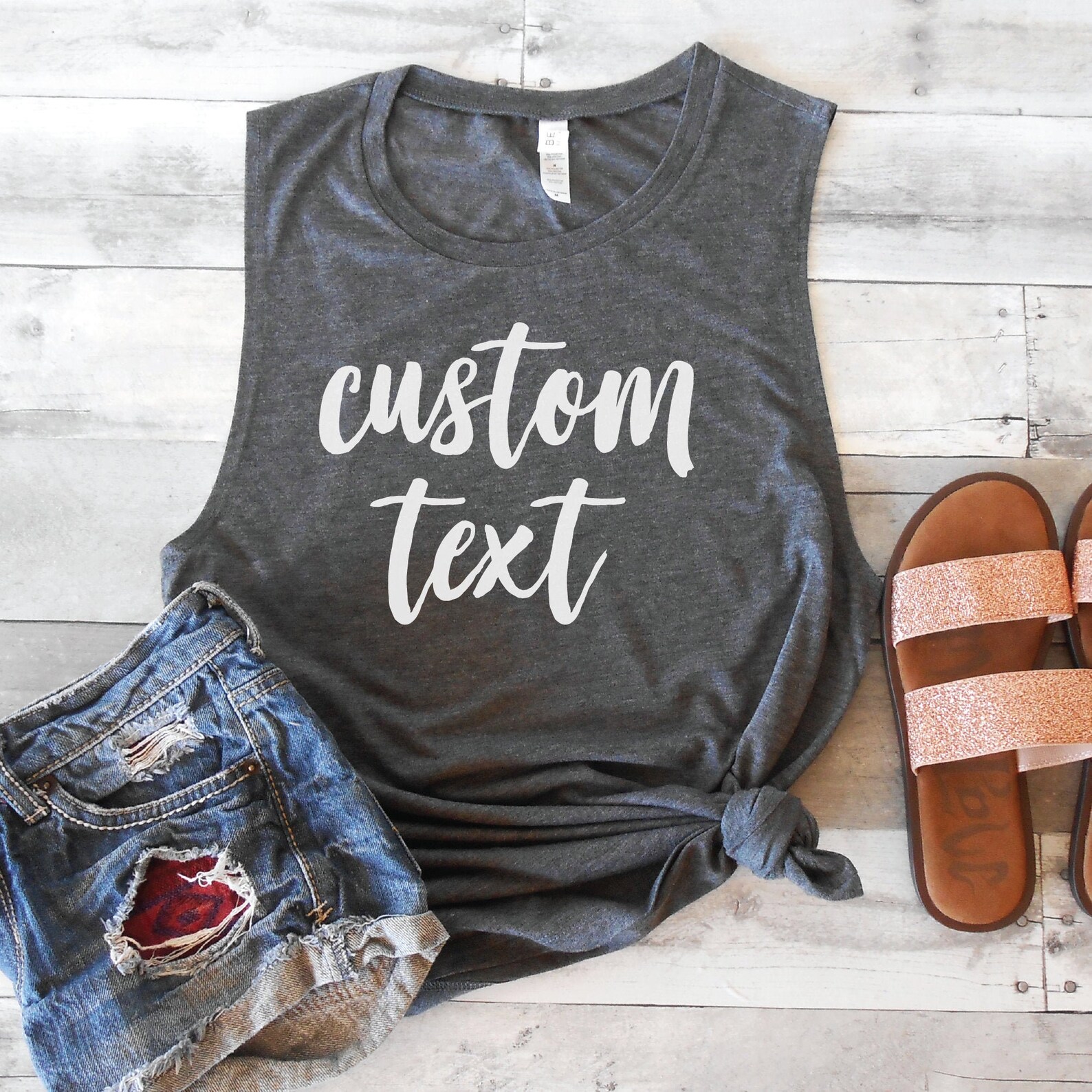 Custom Text Muscle Tank Top Women's Muscle Tee Personalized Tank Top ...