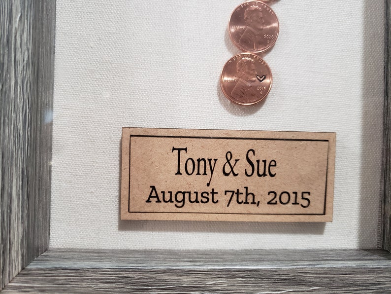7th Anniversary Gift. Personalized Framed Penny Art. Traditional Copper ...