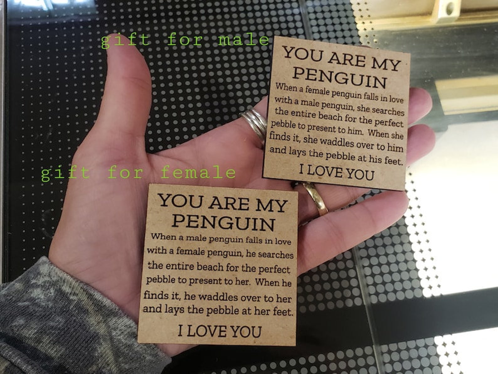 Penguin Pebble Beach Stone, Proposal Gift, Dating Gift, Engagement ...