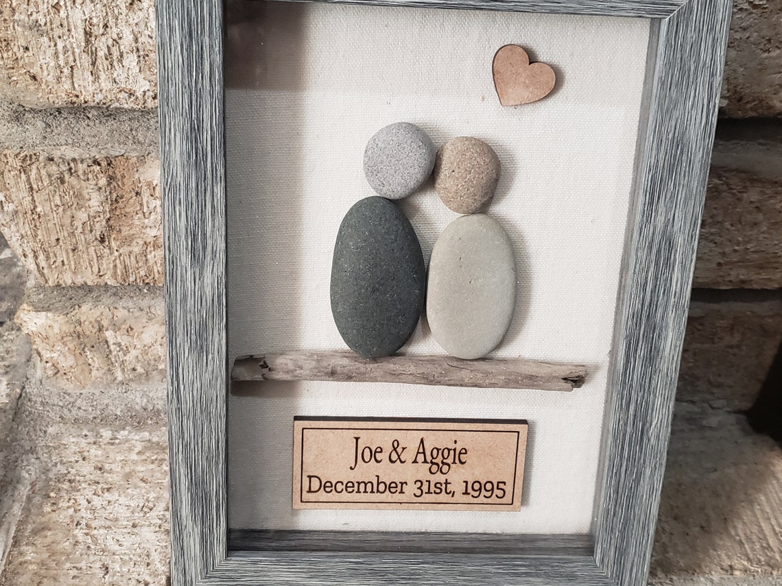 Personalized Anniversary Pebble Art, Pebble Art Couple, Personalized ...
